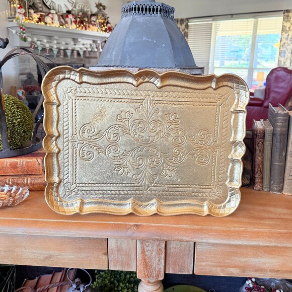 Vintage | Accents | Vintage Large Gold Tray | Poshmark